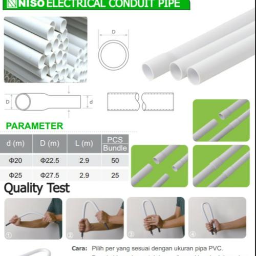 Jual pipa conduit 20 mm warna putih merk NISO - Jakarta Pusat - HEAVY POWER ELECTRIC | Tokopedia