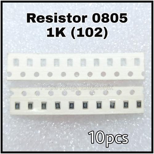 Jual (10pcs) Resistor SMD 0805 1K Tahanan 1,000 ohm 1 K Marking: 102 ...