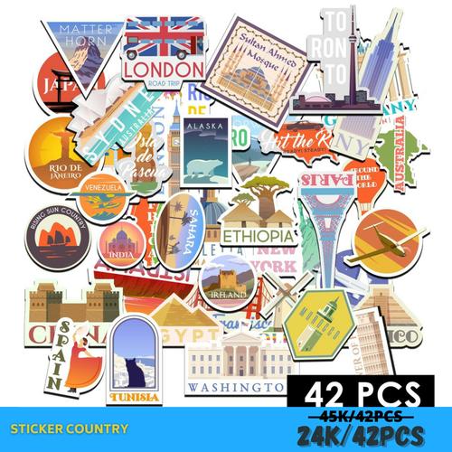 Jual STICKER NEGARA TRAVEL 42 PCS STICKER TUMBLR STIKER KOPER HELM ...