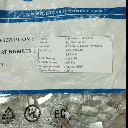 Jual DTC Connector RJ45 Cat.6 shielded @ 100 pcs - Jakarta Pusat ...