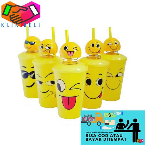 Jual Gelas Emoticon 500ml Tempat Minum Karakter Smile Botol Emoji Head ...