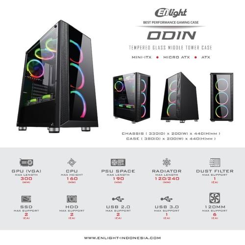 Jual Enlight ODIN M-ITX Tempered Glass With 3 Fan Gaming Case - Jakarta ...