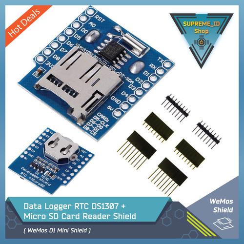 Jual Data Logger RTC DS1307 + Micro SD Card Reader Shield for WeMos D1 ...