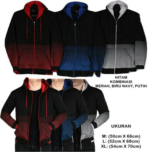 Jual JAKET HOODIE ZIPPER GRADASI POLOS WARNA - Merah Putih, L - Jakarta ...