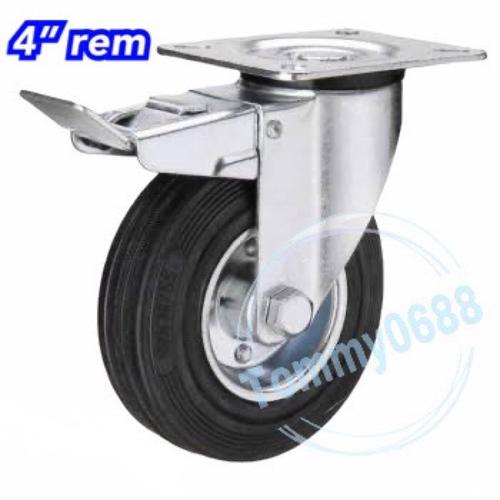Jual RODA KARET REM 4” HIDUP RODA TROLLEY RODA ETALASE 100MM RODA TROLI ...