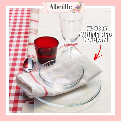 Promo KAIN SERBET PUTIH GARIS MERAH NAPKIN CLOTH WHITE RED PROPERTI ...