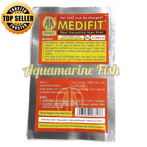 Jual Medifit obat karantina ikan fin rot jamur anti parasit anti stress ...