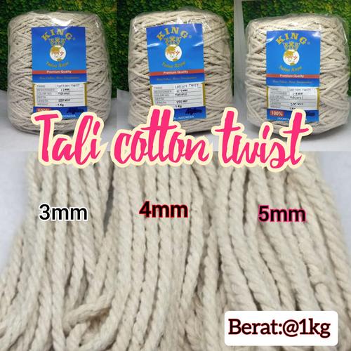 Jual Tali macrame katun / Tali cotton twist 1kg size 3,4,5mm - natural ...