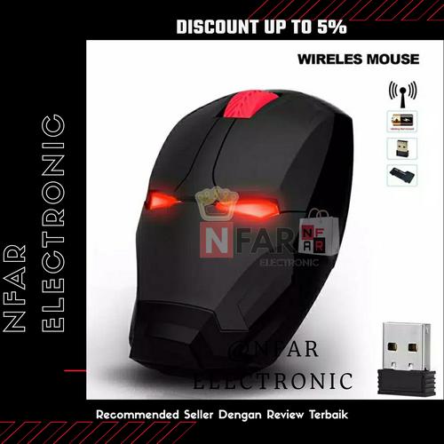 Jual Mouse Wireless gaming Iron Man karakter Avengers 2.4Ghz Mouse ...