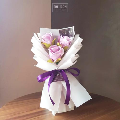 Jual 3 rose artificial flower bouquet/ buket bunga palsu/ mawar palsu ...