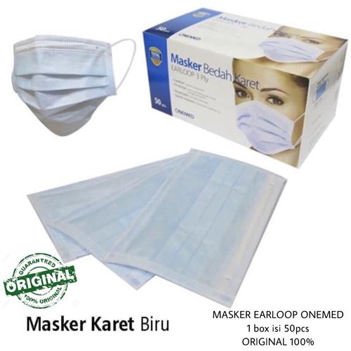 Jual MASKER ONEMED Bedah Medis Karet Biru Earloop Box ONE MED isi 50 ...