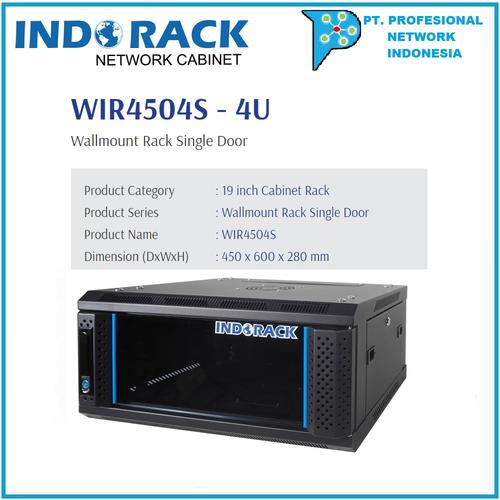 Jual INDORACK WIR4504S Wallmount Cabinet Rack 19" Single Door 4U ...