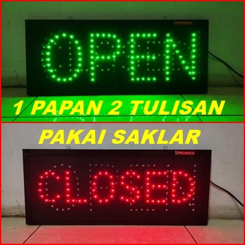 Jual Tulisan Lampu Led Sign display OPEN CLOSE 1 PAPAN 2 TULISAN AND ...
