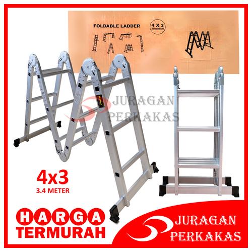 Promo TANGGA LIPAT A 3.4 METER MULTIFUNGSI ALUMINIUM DOUBLE LADDER 4 X ...