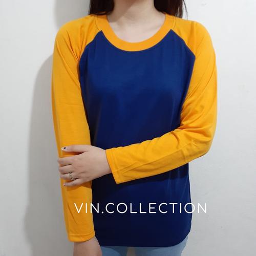 Jual kaos polos raglan - biru dongker kombinasi kuning kunyit - Dongker ...