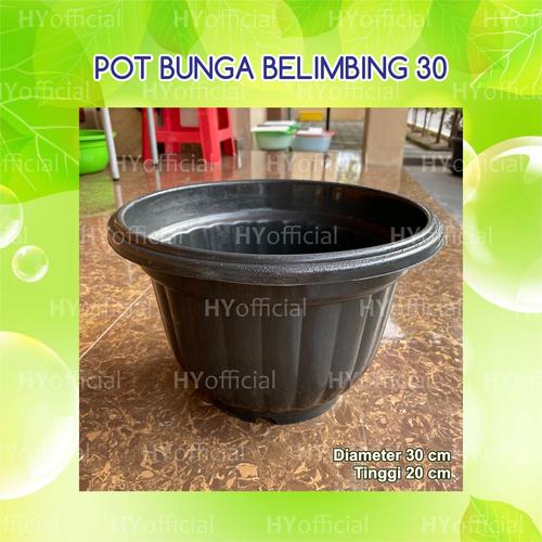 Jual POT BUNGA PLASTIK MODEL BELIMBING WARNA HITAM UKURAN 30 - Kota ...