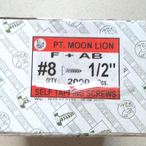 Jual Sekrup Tapping FH 8X1/2 MOONLION/Sekrup Tapping Kepala Rata 12,5 ...