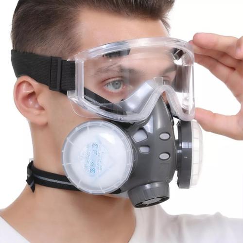 Jual masker gas respirator full face anti dust chemical safety googles ...