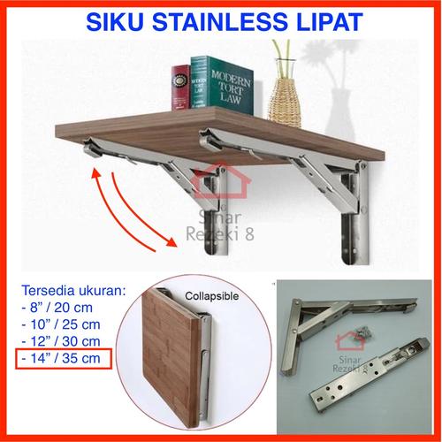 Jual 14" 35 cm Siku Lipat STAINLESS Bracket Ambalan Dinding Penyangga ...