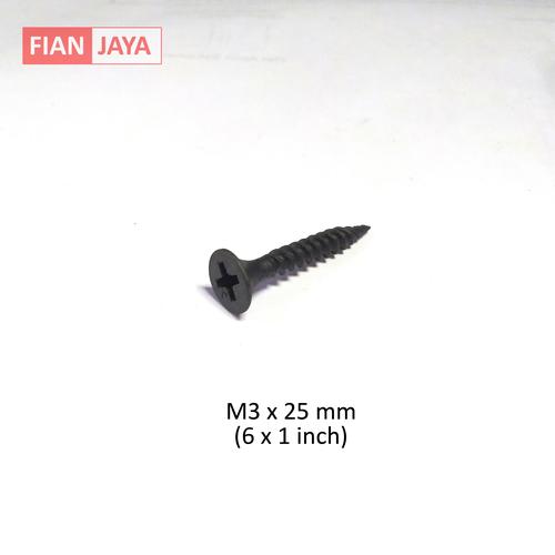 Jual Skrup M3 x 25 mm sekrup 6 x 1 inch baut skrub drywall gypsum ...