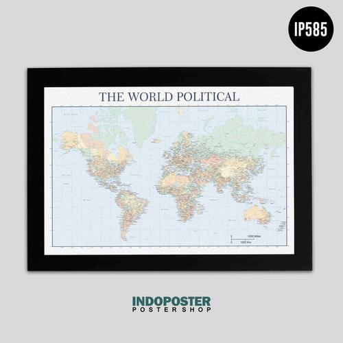 Jual POSTER HIASAN DINDING WORLD POLITICAL MAP PETA DUNIA 01 16RP ...
