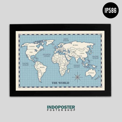 Jual POSTER HIASAN DINDING WORLD POLITICAL MAP PETA DUNIA 02 16RP ...
