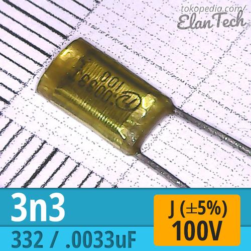 Jual 3n3 / 332 50V Milar Mylar Film Capacitor 3.3 nF Kapasitor ElanTech ...