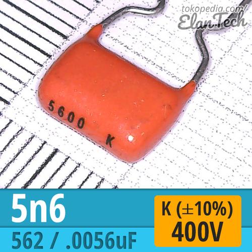 Jual 5n6 / 562 400V Milar MKT Film Capacitor 5.6 nF Kapasitor ElanTech ...