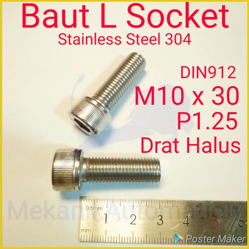 Jual Baut L M10 x 30 P1.25 Halus SUS304 - Jakarta Timur - Mekanikautomation | Tokopedia