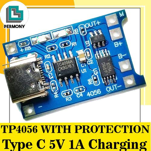 Jual 5V 1A 18650 TP4056 Lithium Battery Charger PROTECTION TYPE-C USB ...