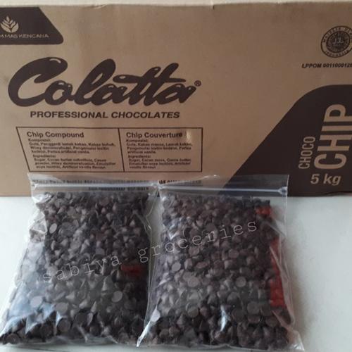 Jual colatta choco chips compound / colatta dark chocolate chips repack ...