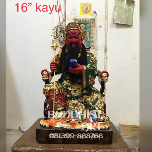 Jual Patung dewa kwankong kwan kong guan yu kayu duduk pegang buku 16 ...