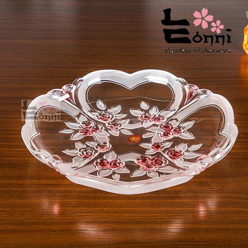 Jual Nampan kaca bunga piring beling kue buah makanan love cantik ...