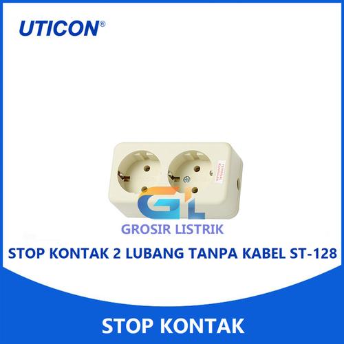 Jual Uticon Stop Kontak Arde 2 Lubang ST-128 (Socket 2P Lobang) ST128 ...