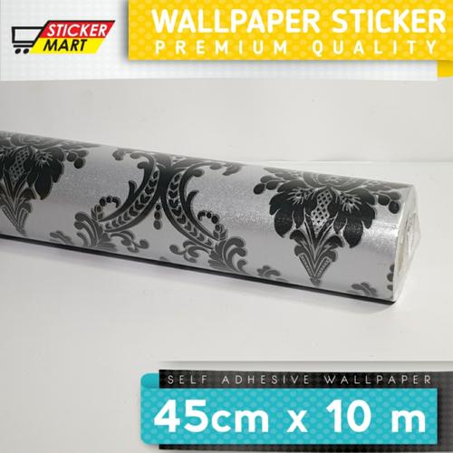 Jual Sticker Wall Stiker Lux Mewah Damask Silver Grey Black Batik abu ...