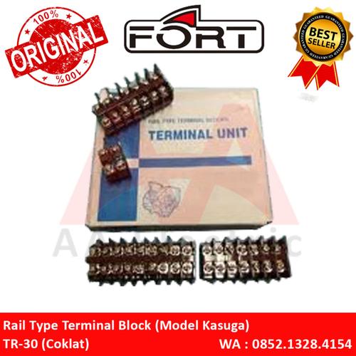 Jual Terminal Block TR-30 / TR30 30A Model Kasuga Coklat Rail 2 Fungsi ...