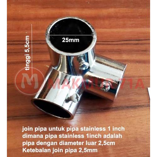 Jual Join Pipa cabang 3 size 1 inch 25mm / Sambungan Pipa stainless ...