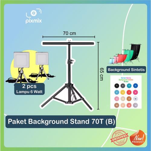 Jual PAKET KOMPLIT STUDIO FOTO | STAND T - 70x100CM BACKGROUND + 6W ...