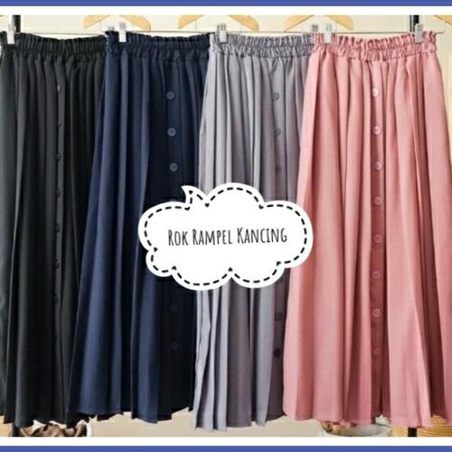 Jual Rok Panjang Wanita Rampel Maxi Long Skirt Bawahan Perempuan Muslim ...