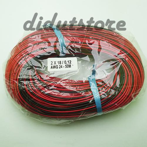 Jual Kabel 2 Jalur Double Serabut Halus AWG 24 1 Roll Panjang 50M ...