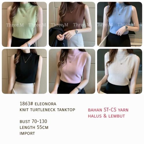 Jual Eleonora TurtleNeck Knit Tanktop Import TM 1863 - Merah Muda ...
