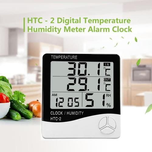 Jual New HTC-2 Display 3 Baris Termometer Digital Jam Suhu Dalam/Luar ...