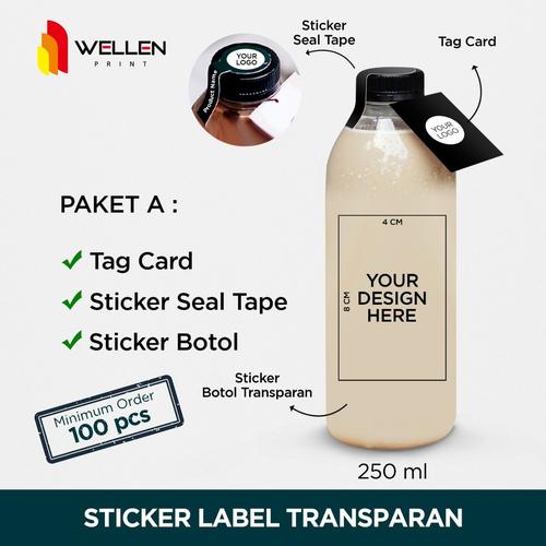 Jual Sticker botol minuman transparant sticker label kopi transparan ...