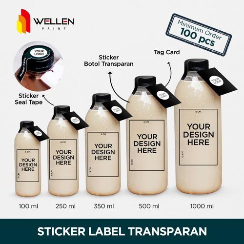 Jual Sticker botol minuman transparant sticker label kopi transparan ...