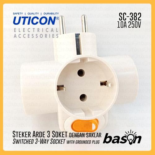 Promo UTICON Steker 3 Socket Arde + Saklar SC382 - Jakarta Utara ...