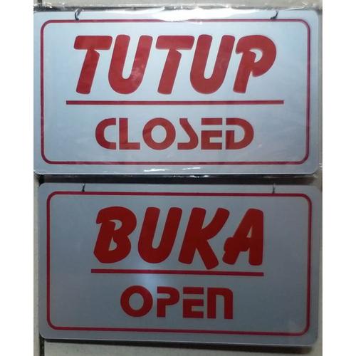 Jual Sign Board label plat BUKA / TUTUP | OPEN / CLOSED papan digantung ...