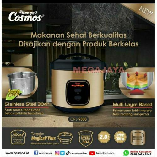 Jual Ricecooker COSMOS CRJ9308 Panci stainless stell magicom cosmos 2 ...
