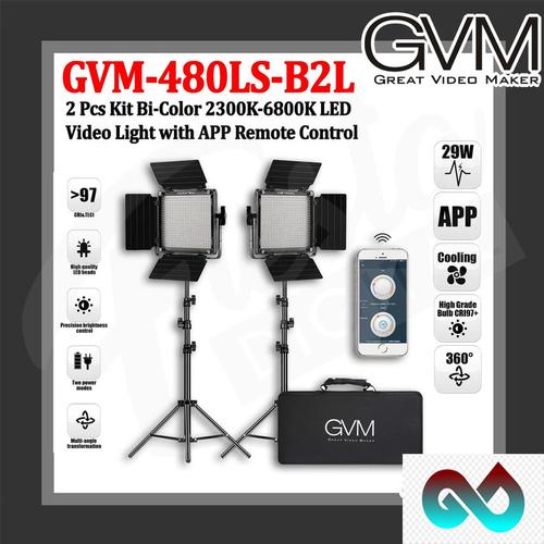 Jual GVM GVM-480LS-B2L 2 Pcs Kit Bi-Color 2300K-6800K LED Video Light ...
