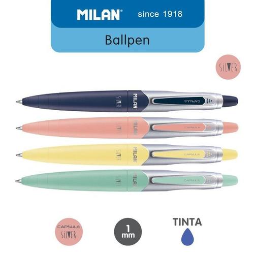 Promo Milan Pulpen Ballpoint Ballpen Capsule Silver 1 mm (1 Pcs ...