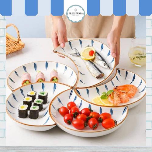 Jual Piring Saji Keramik Set5in1 Hand Painted Japanese Ceramic Moon ...